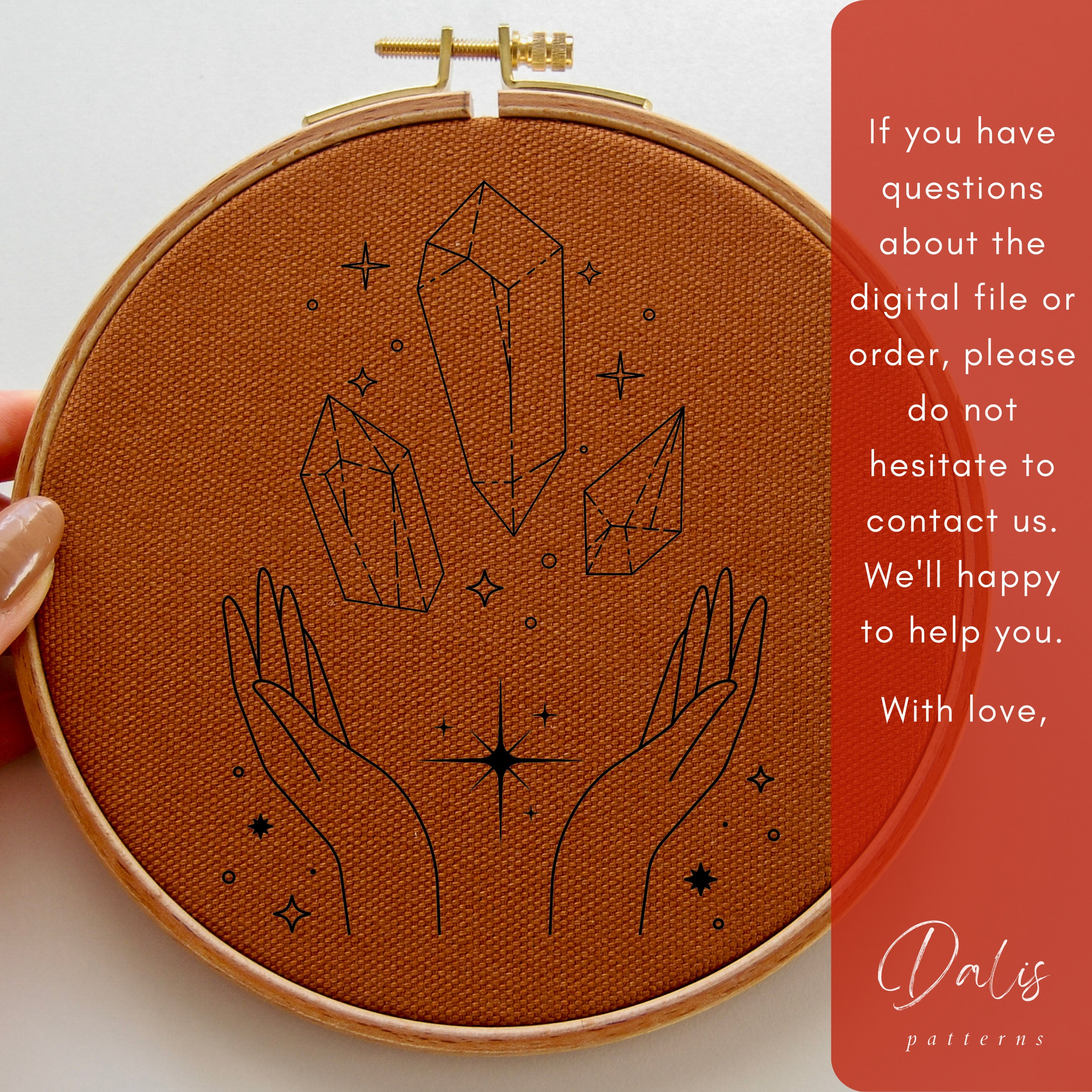 Celestial Hand Embroidery PDF Pattern: Cosmic Crystals and Magical Hand ...
