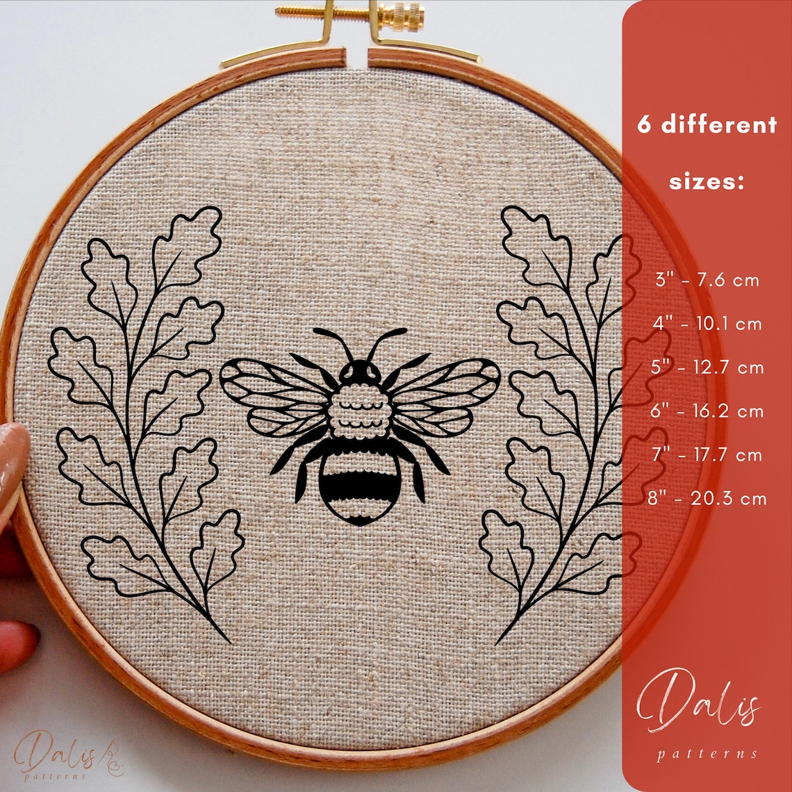 Bees and Leaves Embroidery PDF Pattern Template, Animal Hand Stitching ...