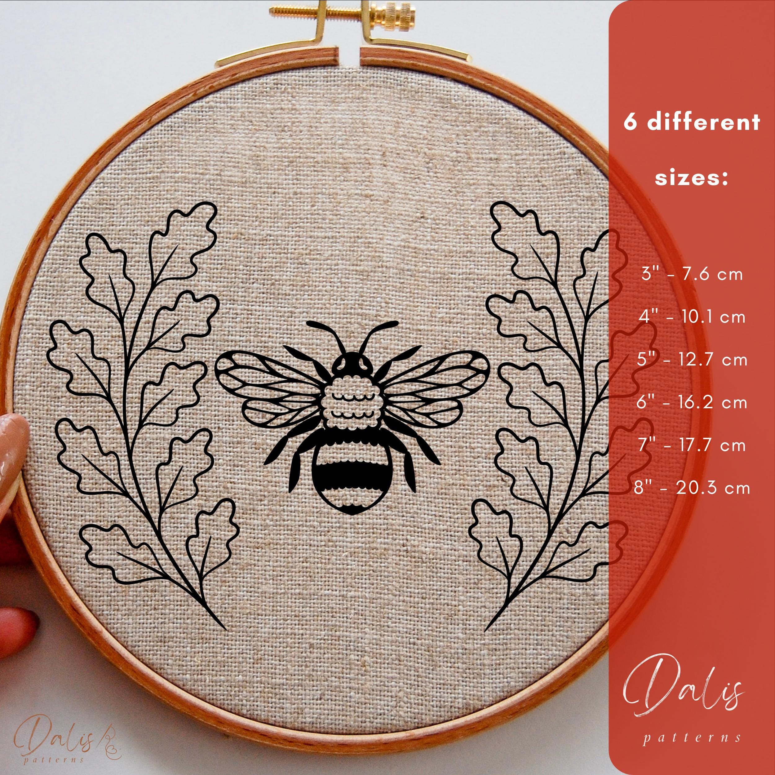 Bees and Leaves Embroidery PDF Pattern Template, Animal Hand Stitching ...
