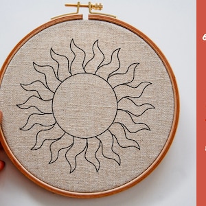 Sun Hand Embroidery Art PDF Pattern for Beginners, Solar DIY Hoop Art ...