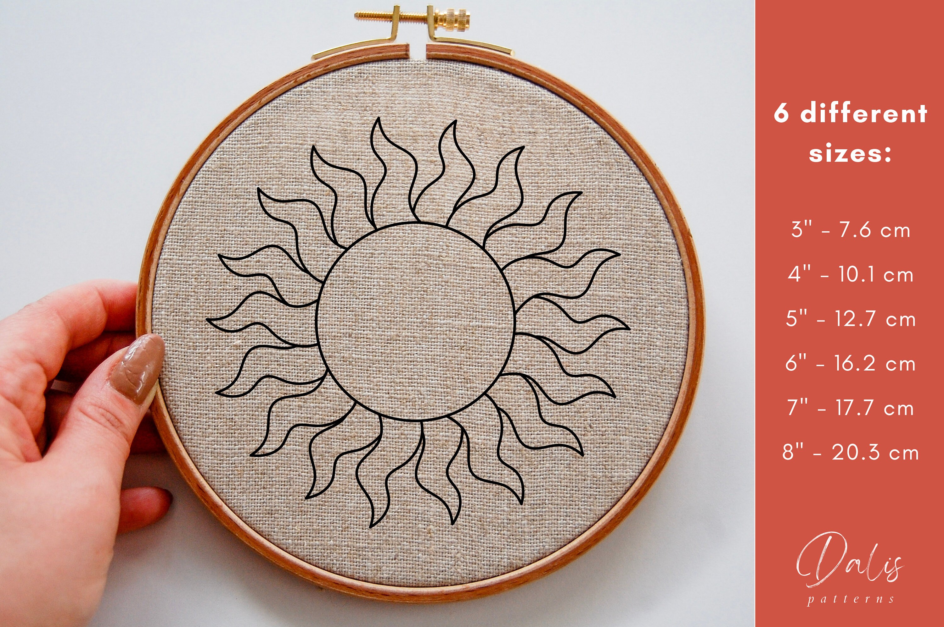 Sun Hand Embroidery Art PDF Pattern for Beginners, Solar DIY Hoop Art ...