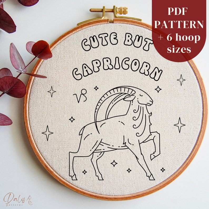 Capricorn Embroidery PDF Pattern, Astrology Hand Embrodery Design ...