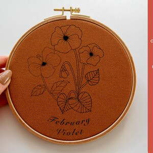 Violet Hand Embroidery PDF Pattern Design, February Birth Month Flower ...