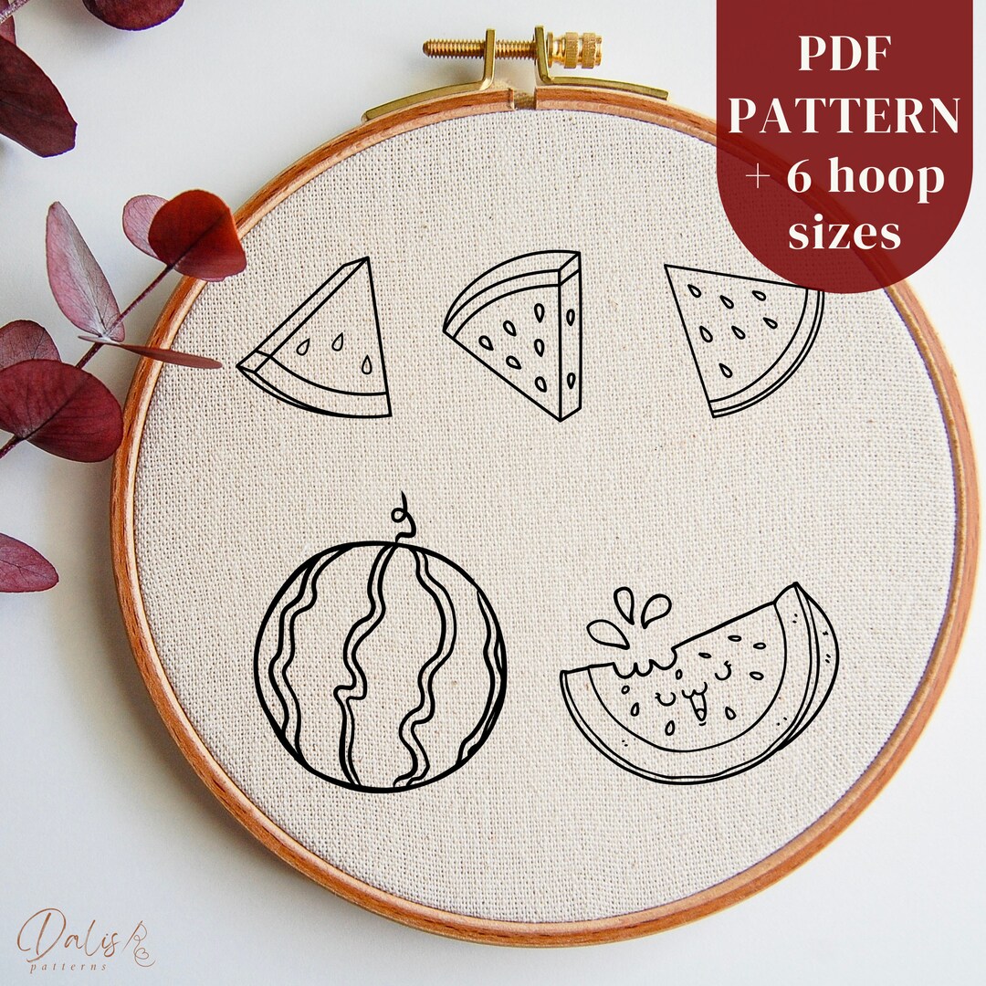 Summer Fruit Hand Embroidery PDF Pattern for Beginners, Kitchen DIY ...