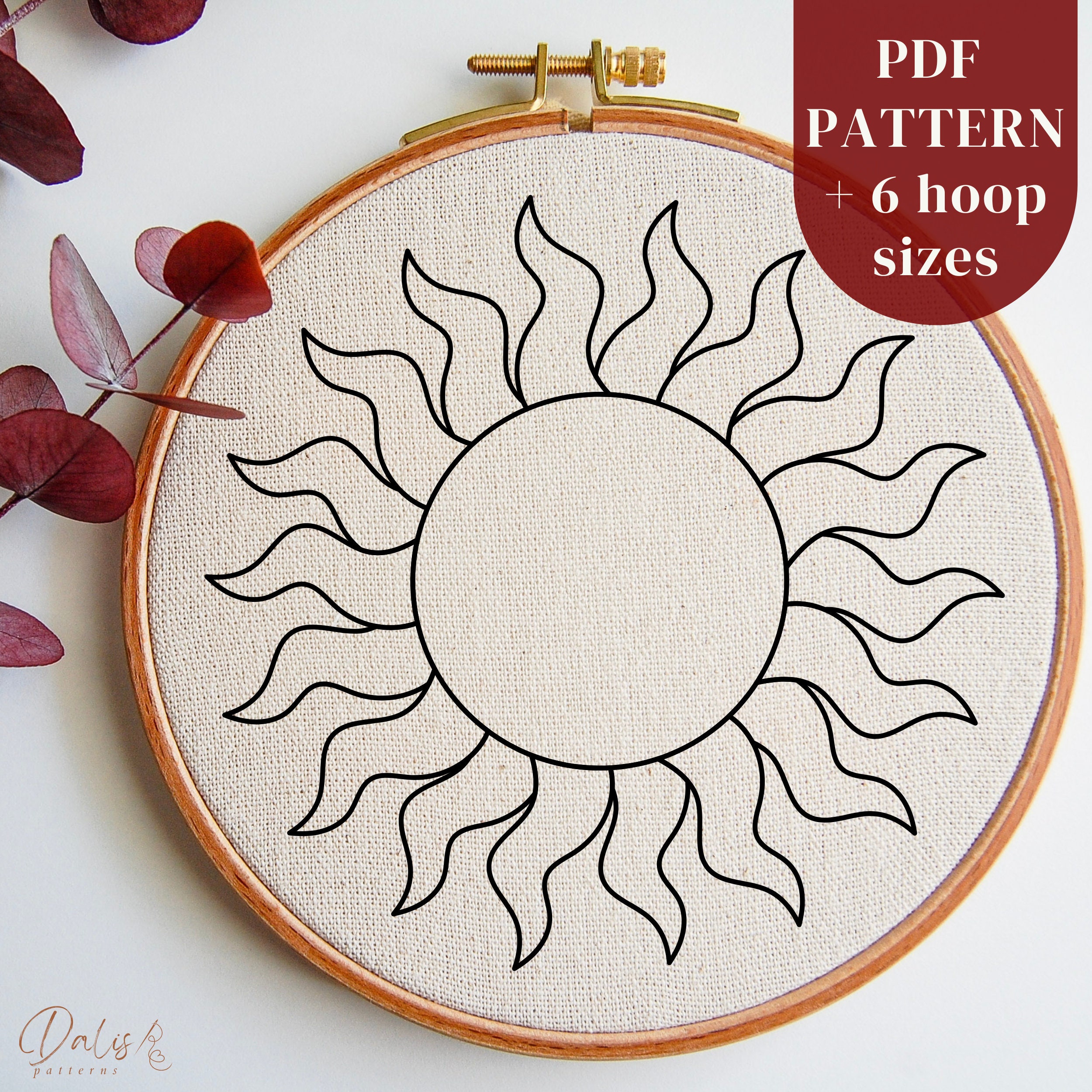 Sun Hand Embroidery Art PDF Pattern for Beginners, Solar DIY Hoop Art ...
