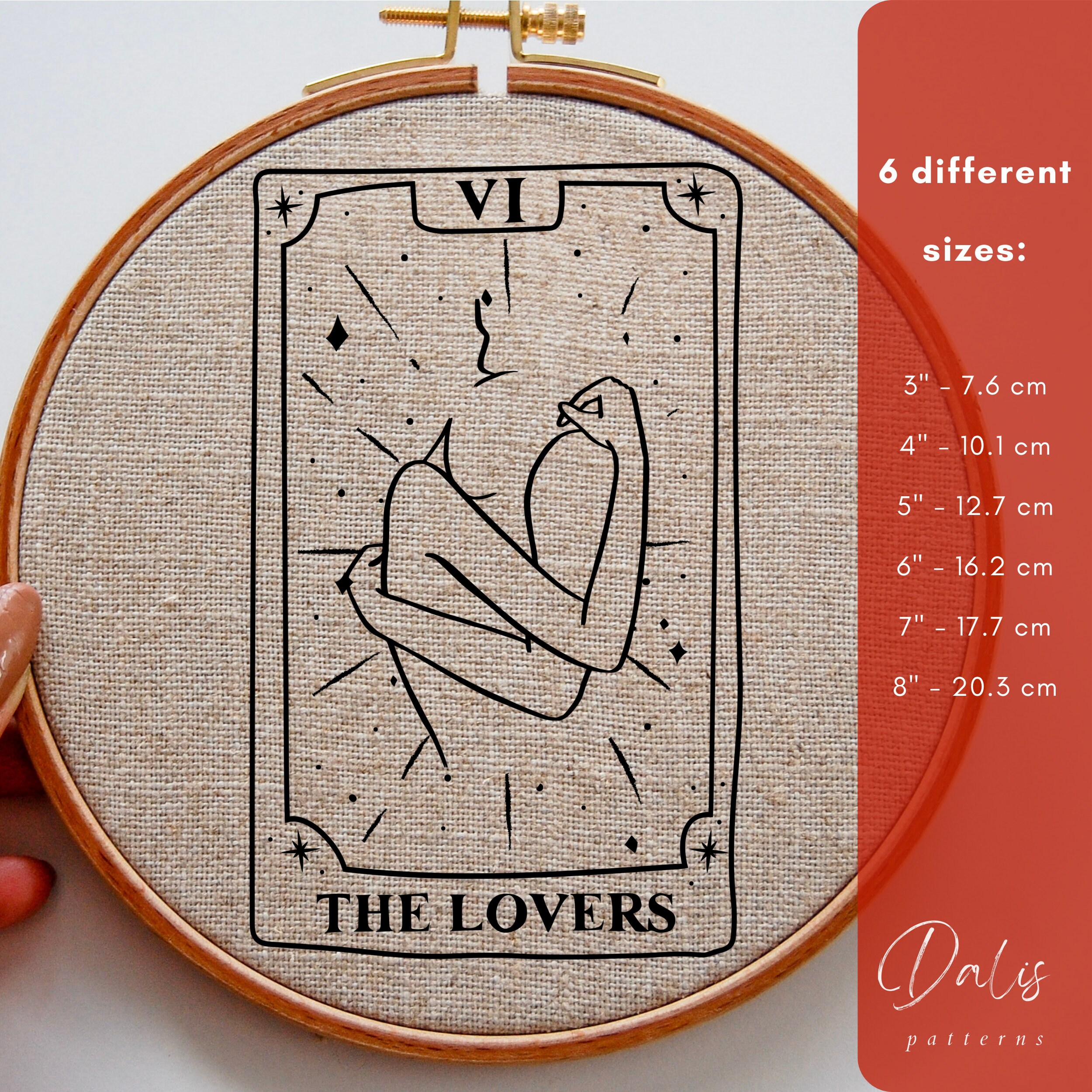 Couple Hand Embroidery PDF Pattern File: the Lovers Tarot Card ...