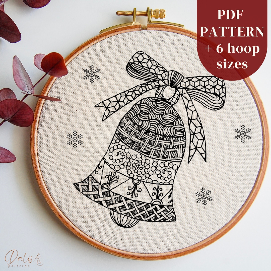 Christmas Bell Embroidery PDF Pattern for Holiday Season, Christmas ...