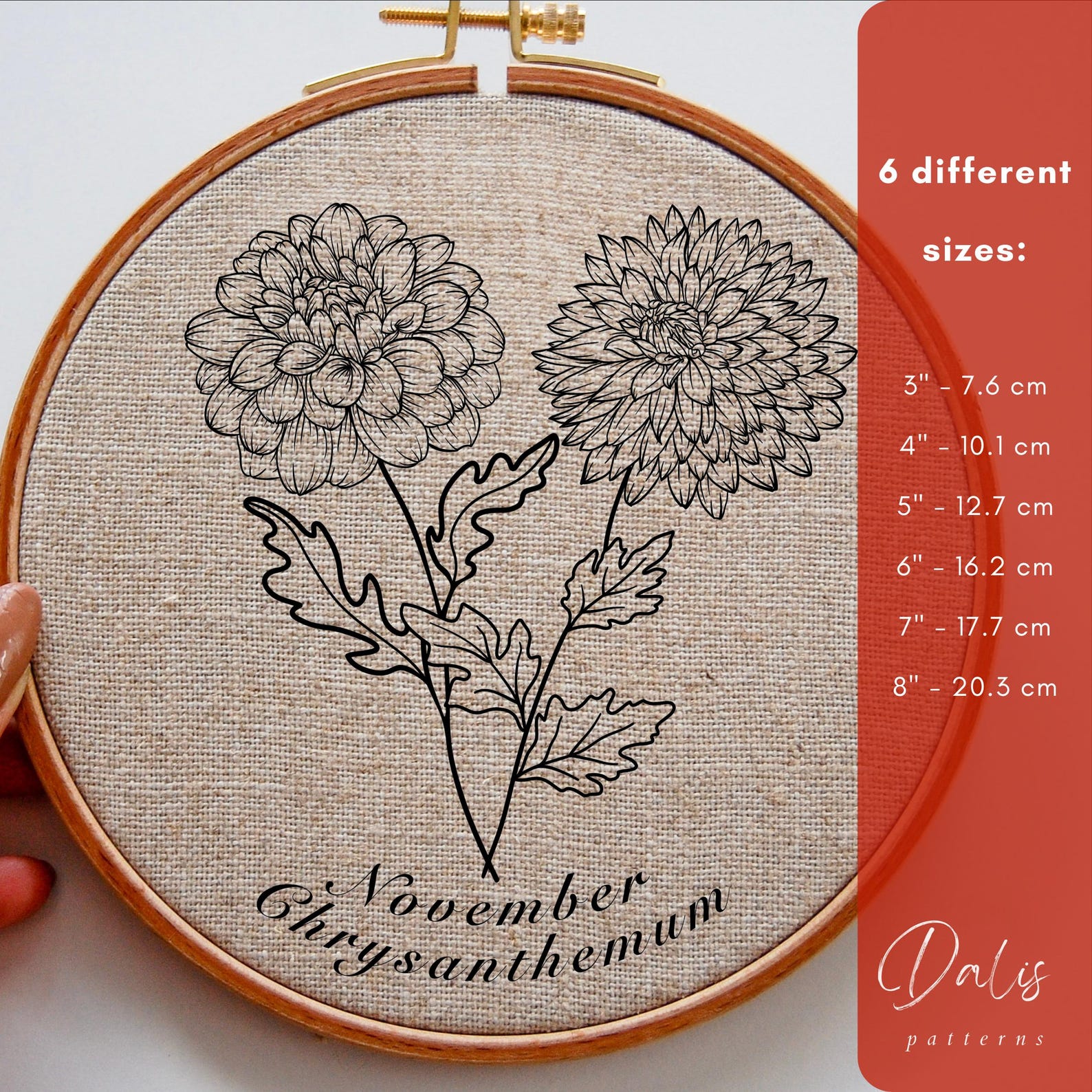 November Birth Month Flower Hand Embroidery PDF Pattern: Chrysanthemum ...