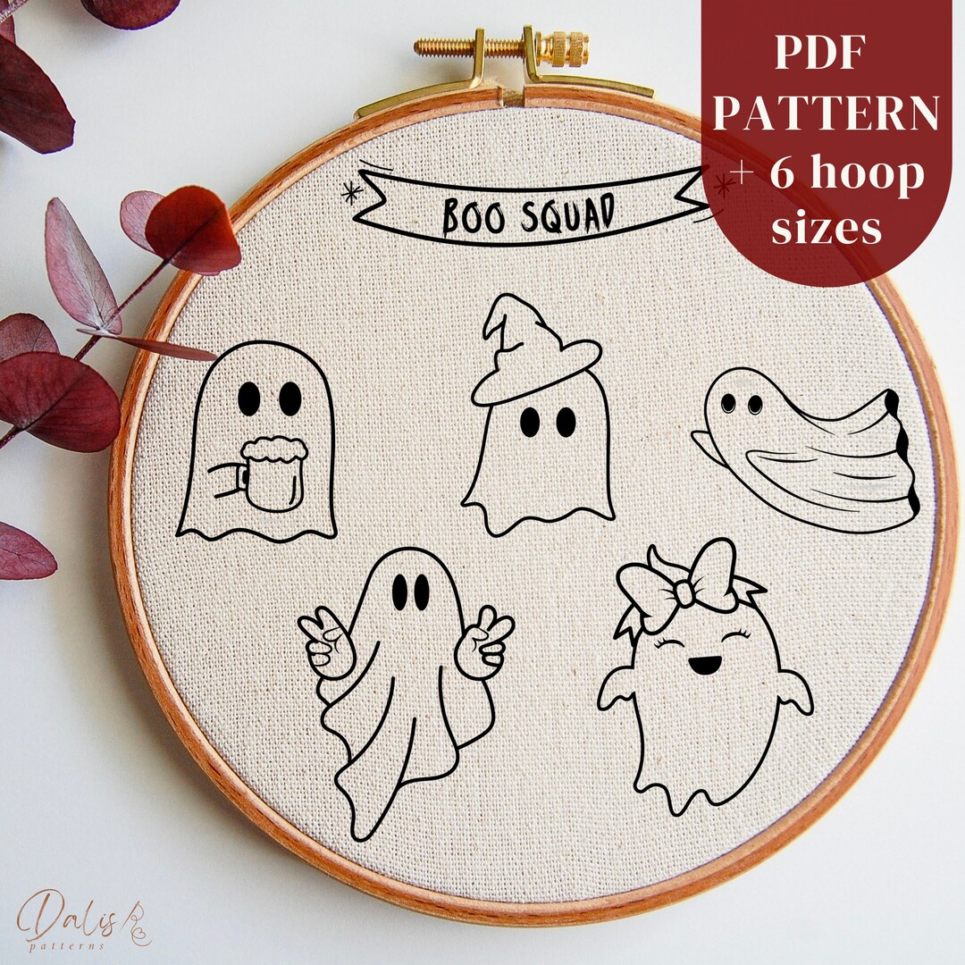 Cute Ghost Hand Embroidery Design File for Halloween DIY Hoop Art ...