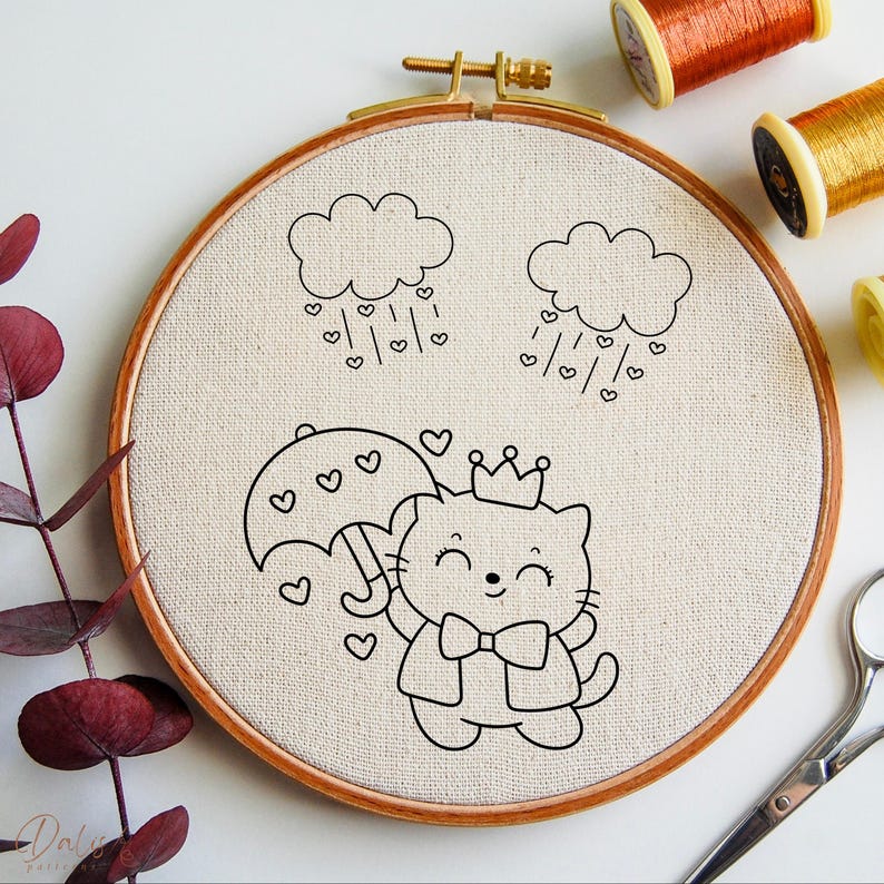 Cute Cat Punch Needle Pattern, Printable Punch Needle PDF Design Beginners, Digital Needlework ...