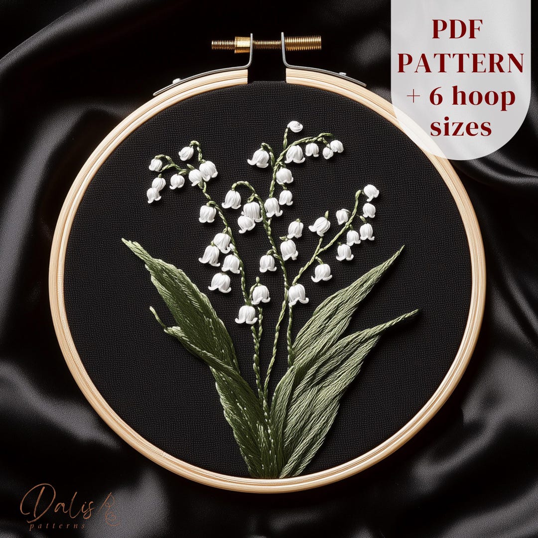 Lily of the Valley Embroidery Design, May Birth Flower Embroidery ...