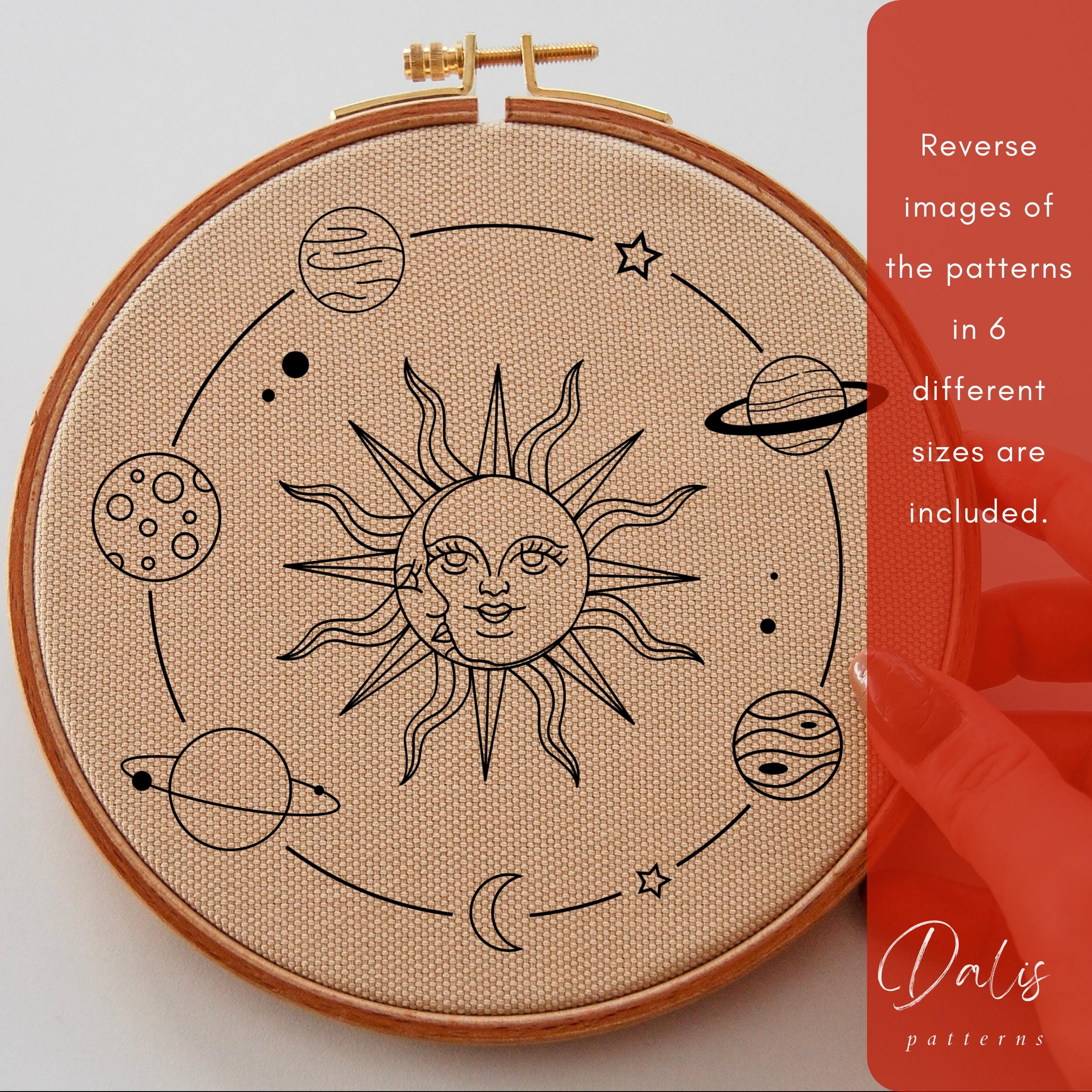 Printable Celestial Embroidery Pattern, Mystical Hand Embroidery Hoop ...