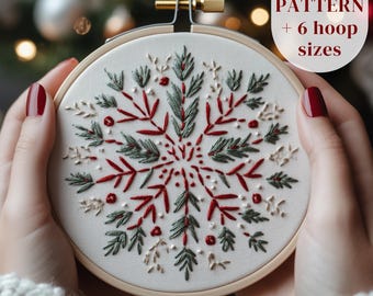 Snowflake Hand Embroidery Design, Winter Embroidery Pattern, Christmas ...