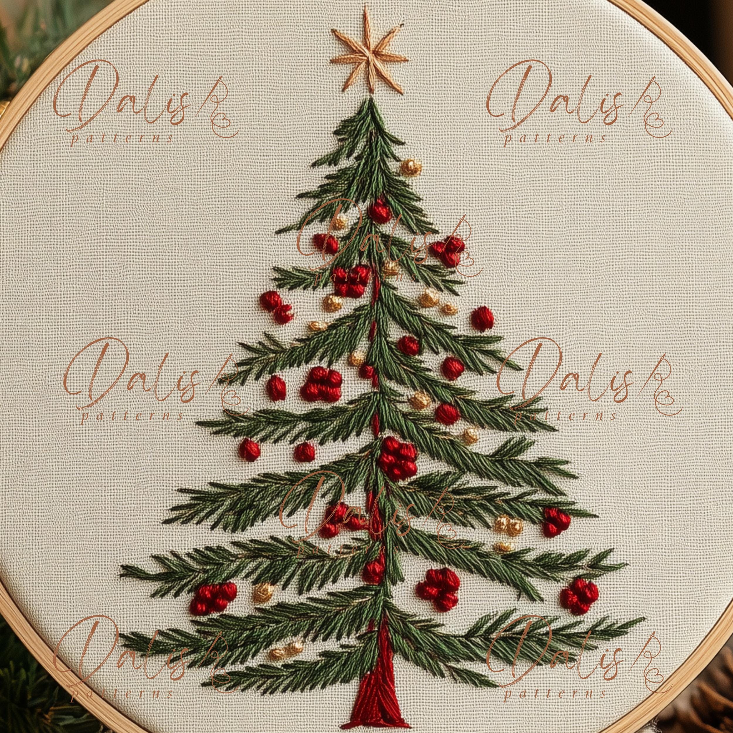 Christmas Tree Hand Embroidery Pattern, Winter Embroidery PDF Design ...