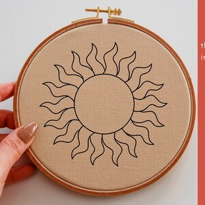 Sun Hand Embroidery Art PDF Pattern for Beginners, Solar DIY Hoop Art ...