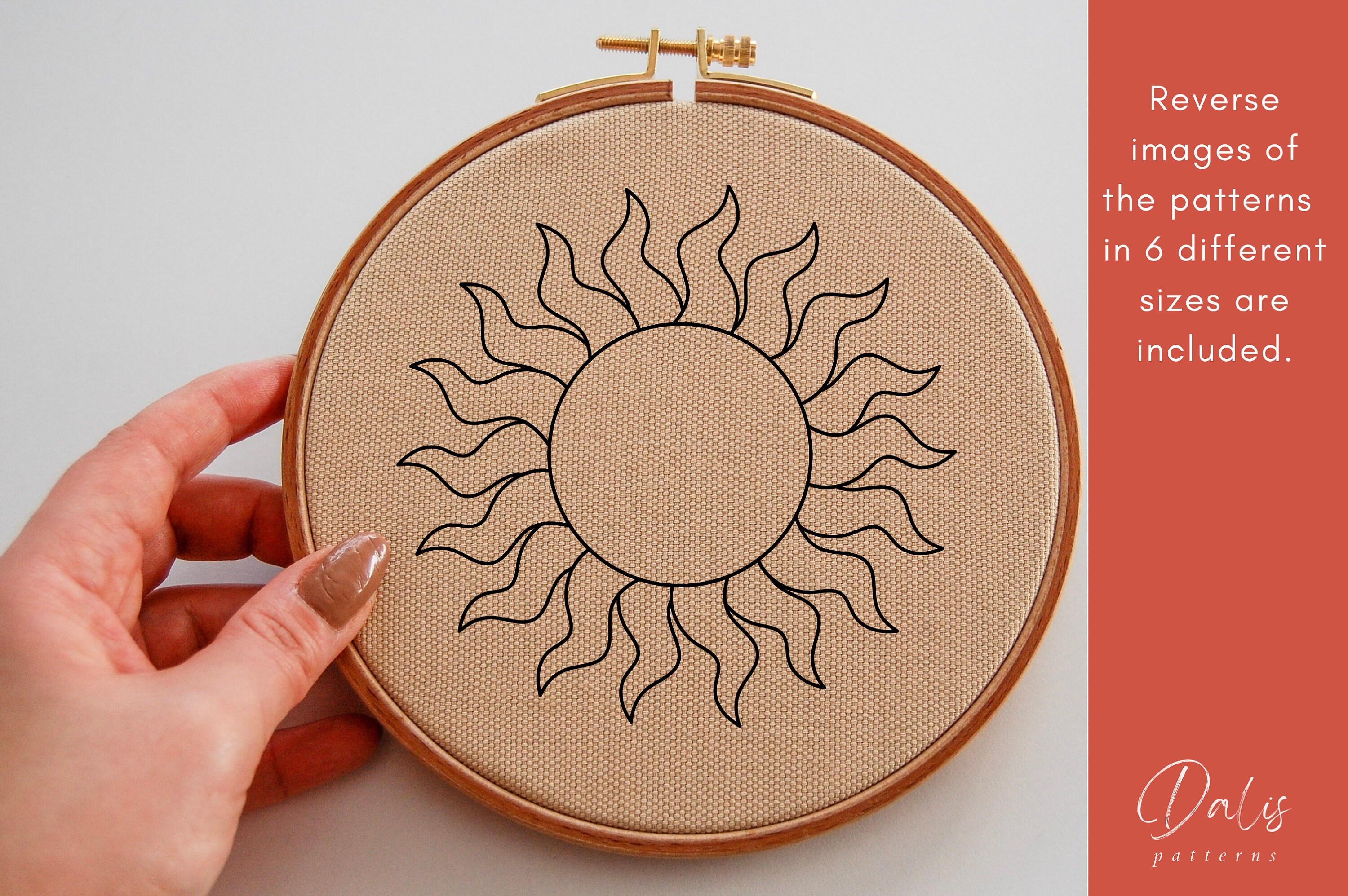 Sun Hand Embroidery Art PDF Pattern for Beginners, Solar DIY Hoop Art ...