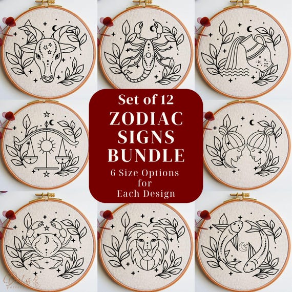 Zodiac signs embroidery designs - Horoscopeaz.com