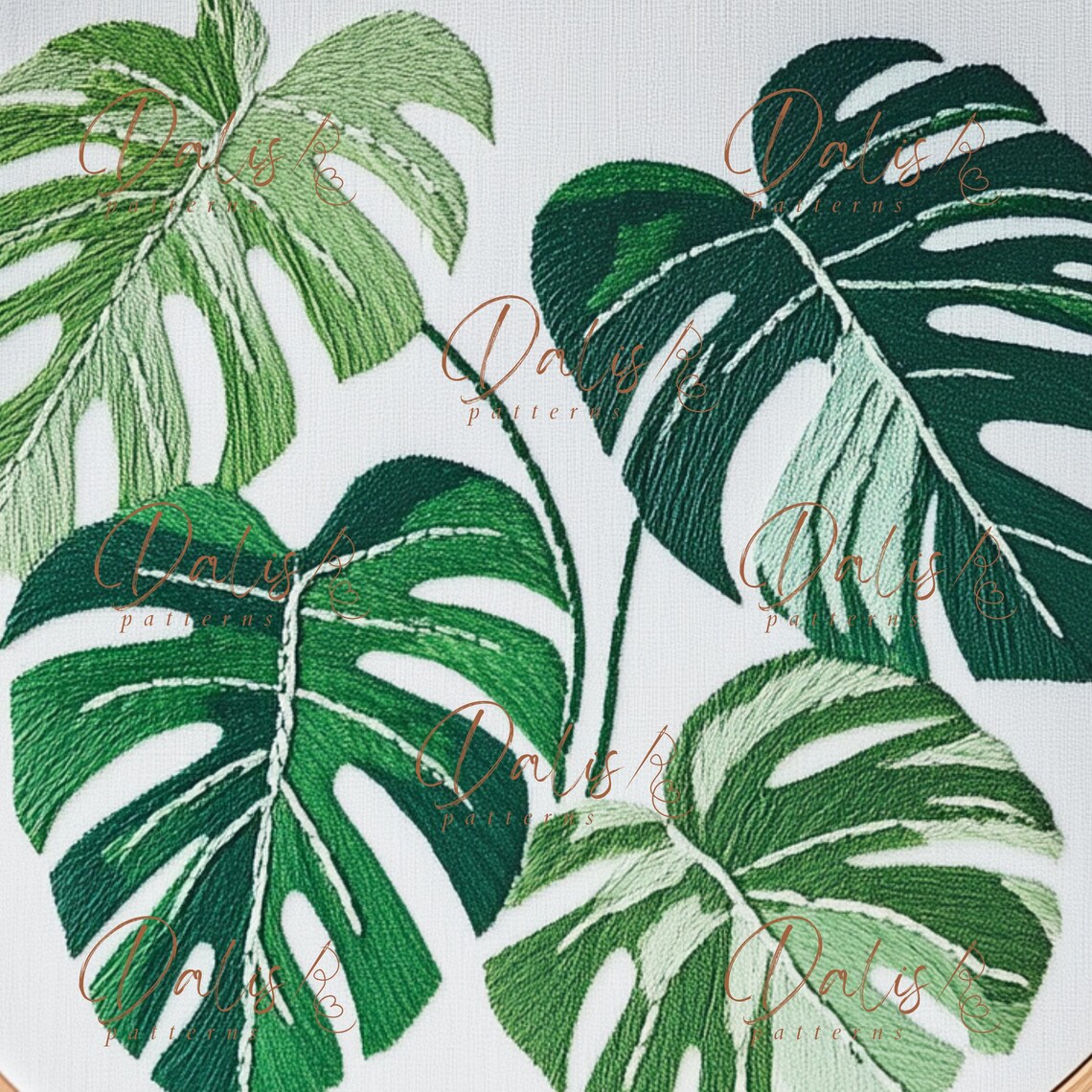 Monstera Leaves Hand Embroidery Design, Botanical Embroidery PDF ...