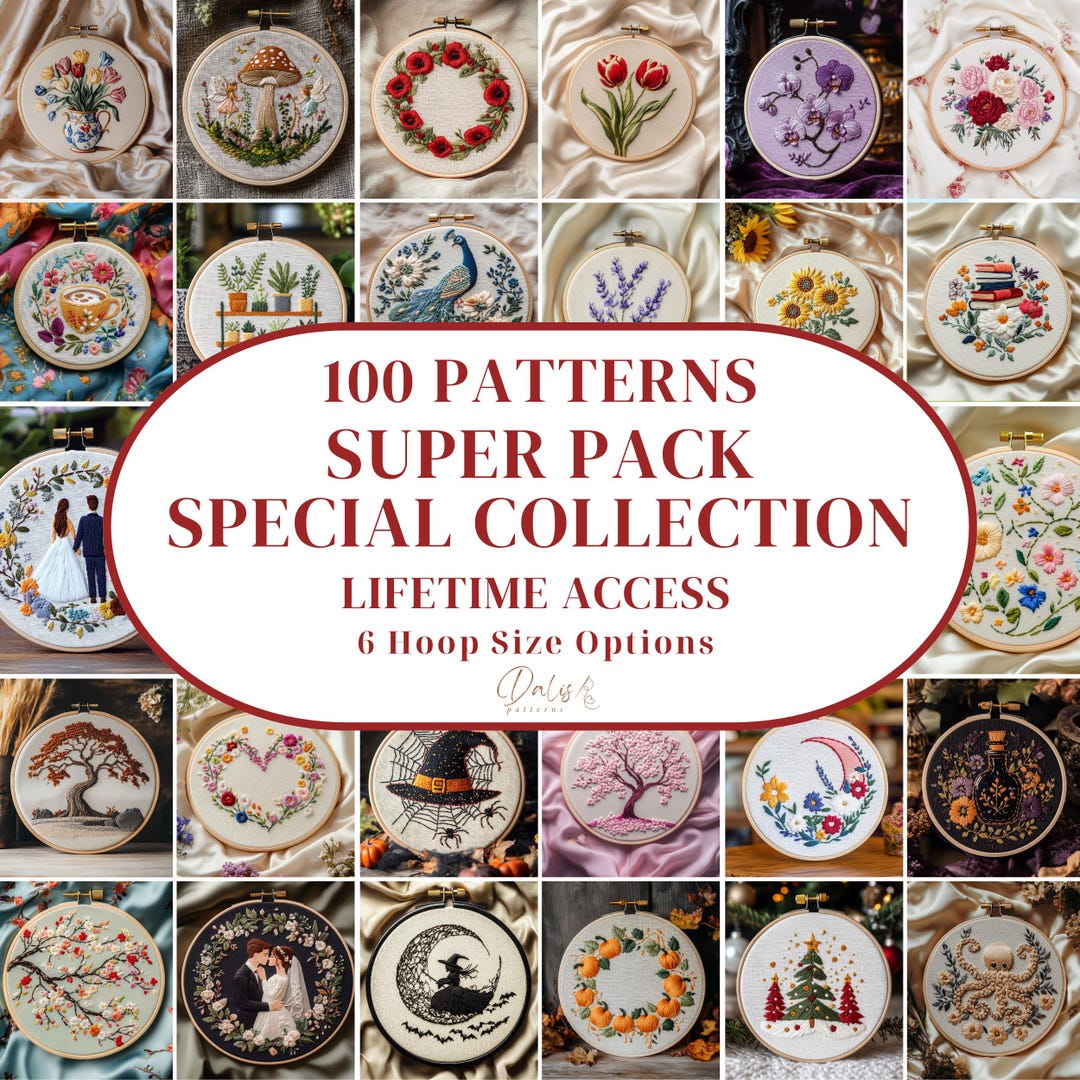 Hand Embroidery PDF Pattern Bundle, Embroidery Design Special ...