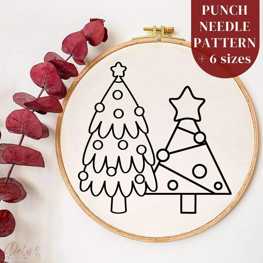 Christmas Trees Punch Needle PDF Pattern, Digital Punch Needle Template ...