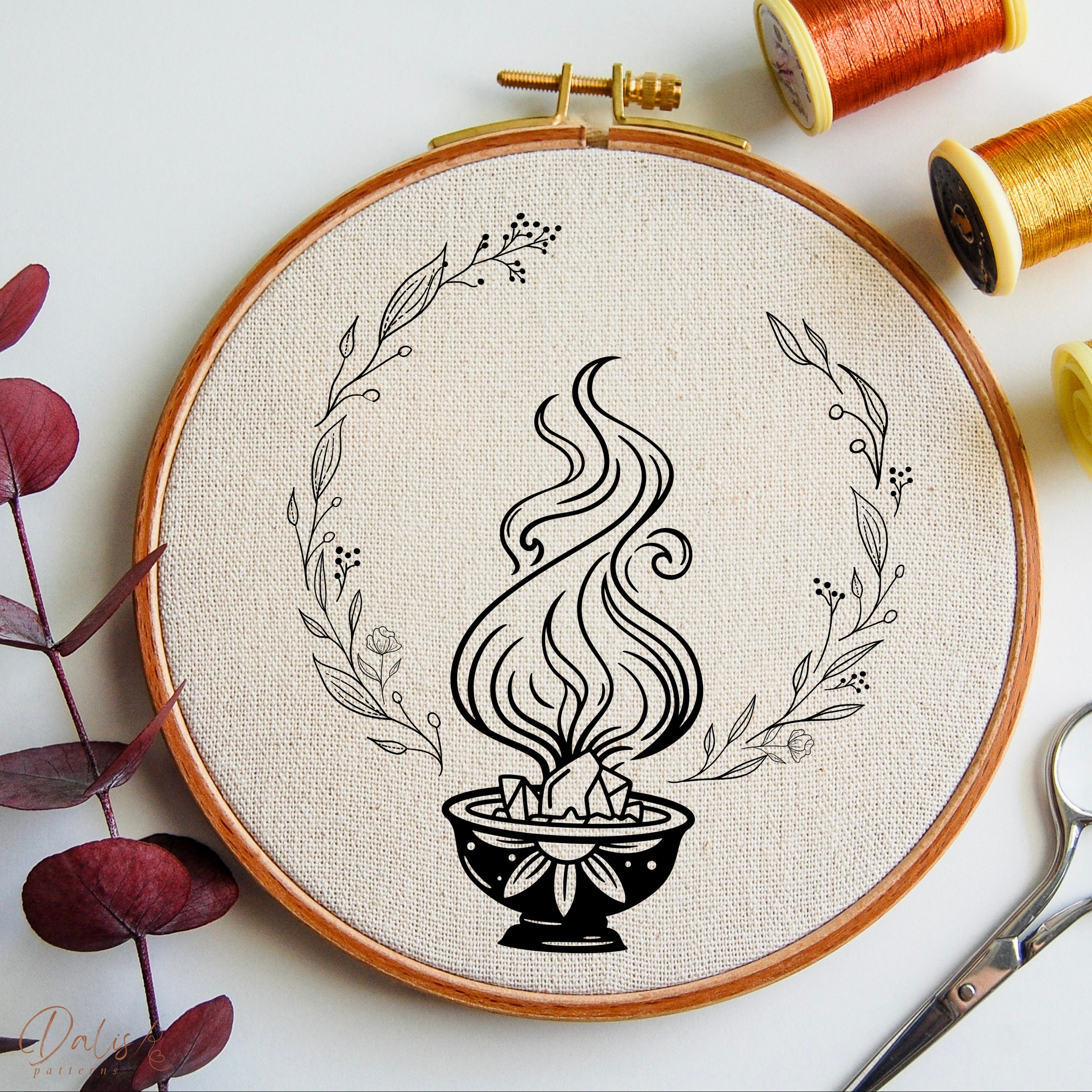 Witchy Hand Embroidery Pattern, Wiccan Embroidery Design, DIY ...