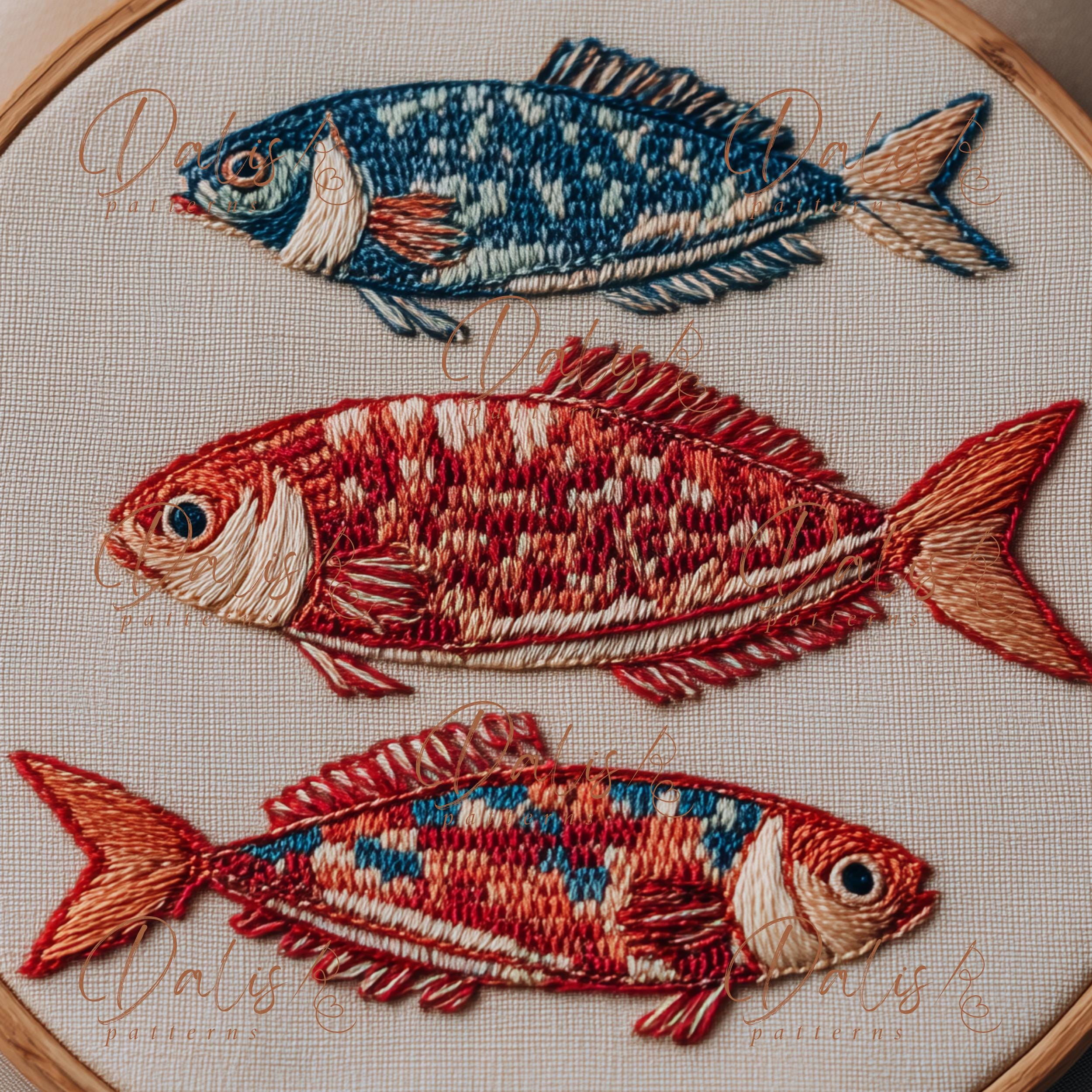 Fish Hand Embroidery Design, Sea Life Embroidery Pattern, Digital ...