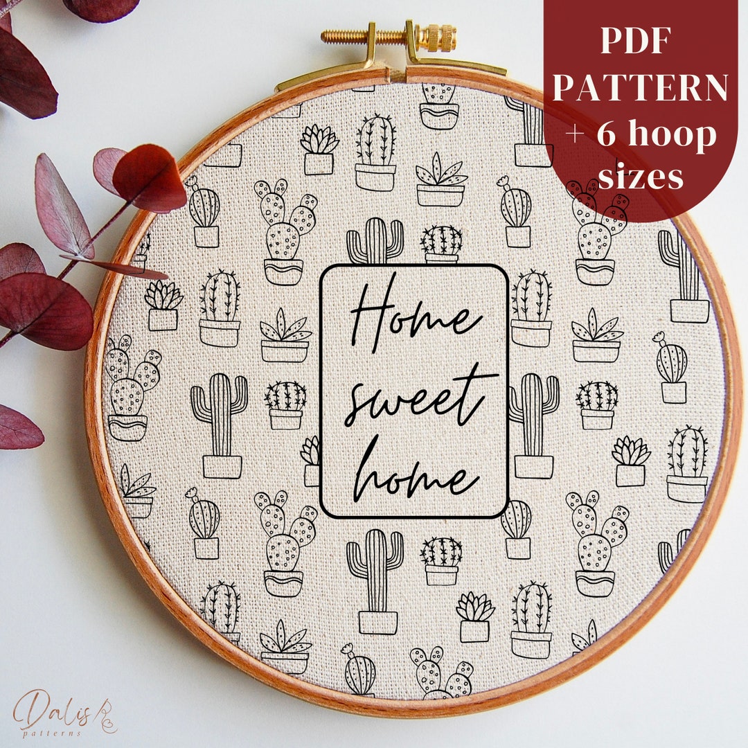 Cactus Hand Embroidery Pattern, House Plant Embroidery Design ...