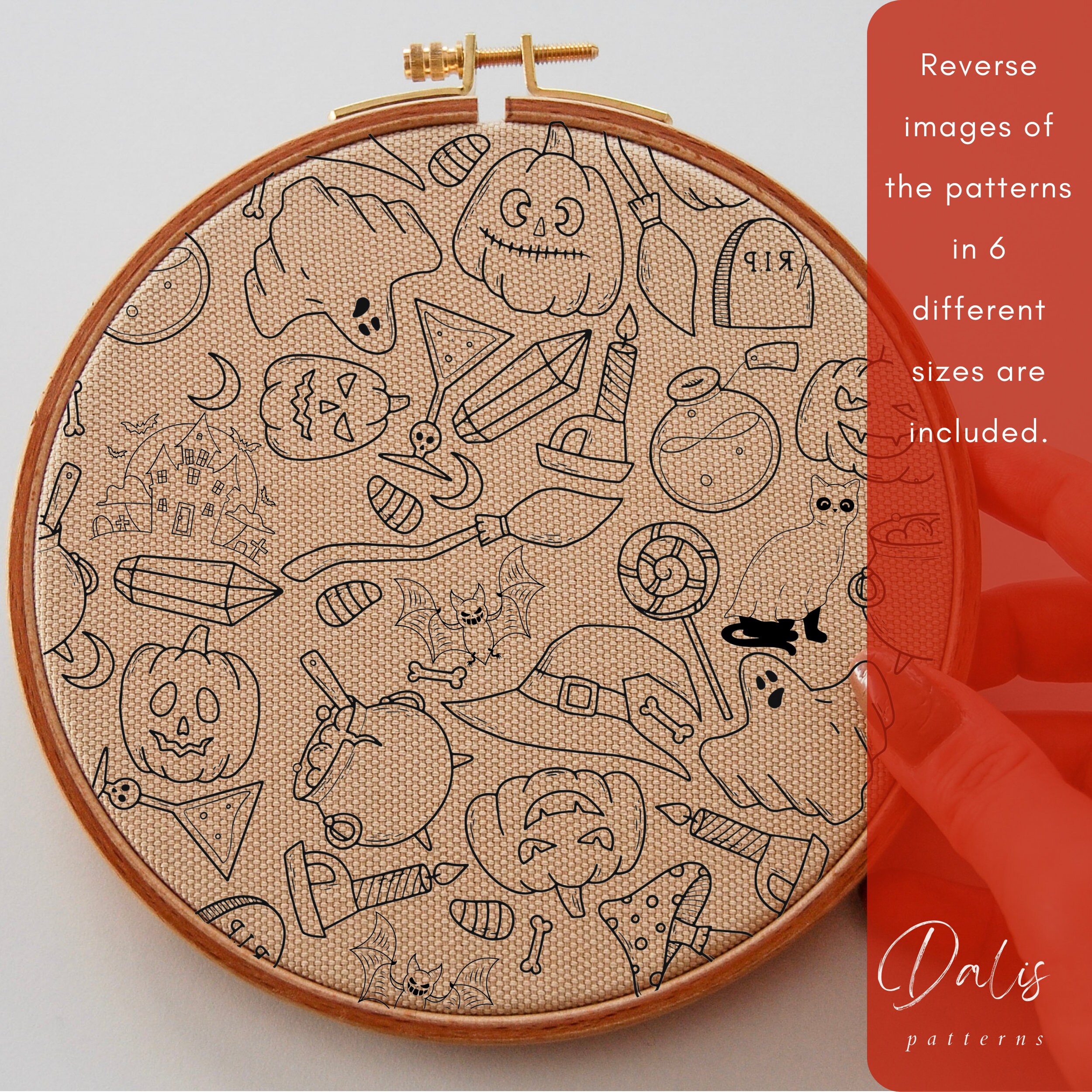 Spooky Season Hand Embroidery Template, Halloween Hand Embroidery PDF ...