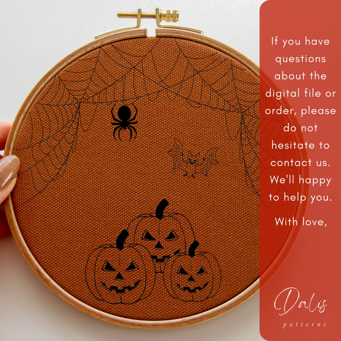 Spooky Season Hand Embroidery PDF Pattern: Spider, Spider Web, Bat and ...