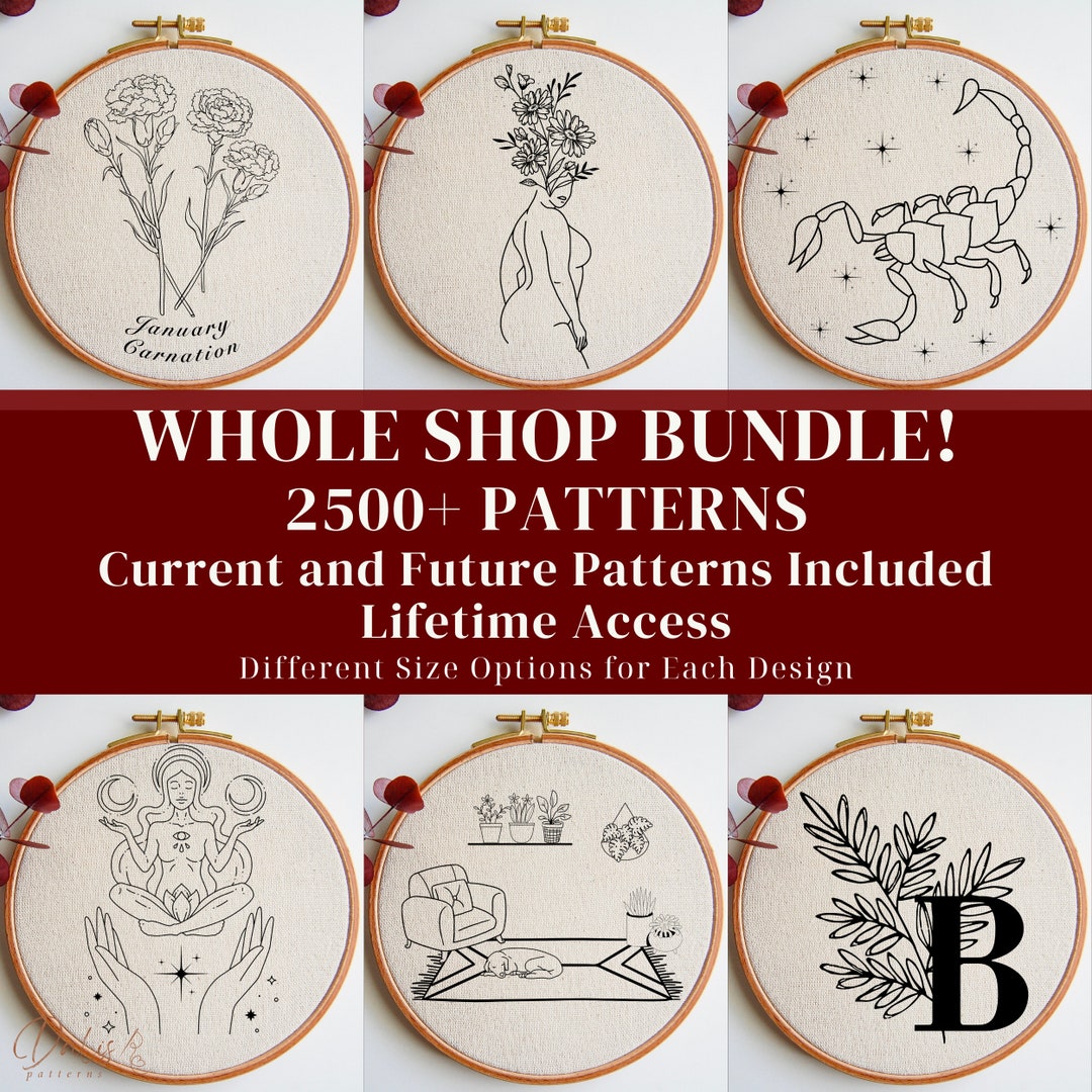 Whole Shop Embroidery PDF Patterns Bundle, Hand Stitching Designs, DIY ...