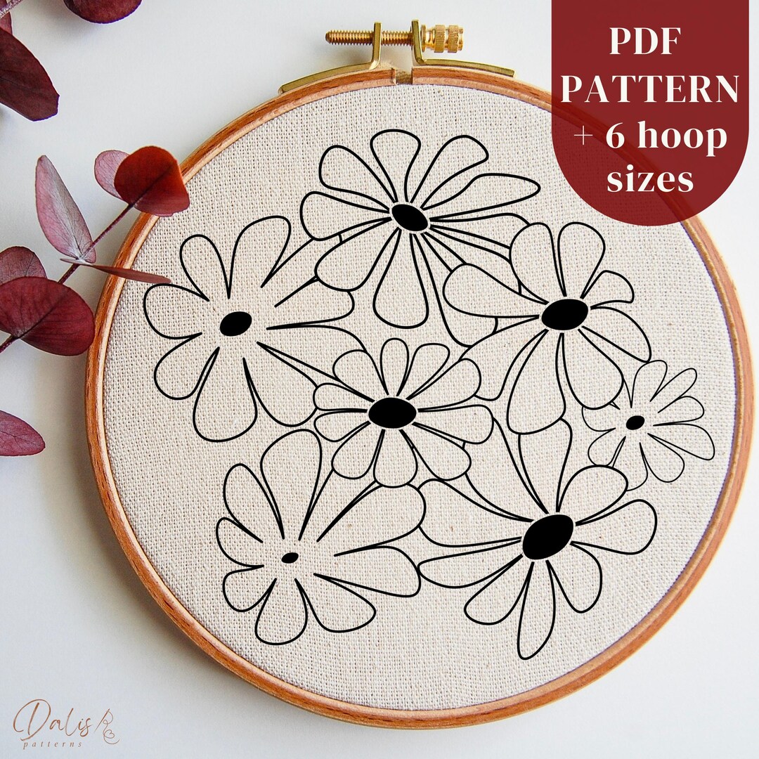 Printable Hand Embroidery PDF Pattern for Beginners, Modern Asymmetric ...