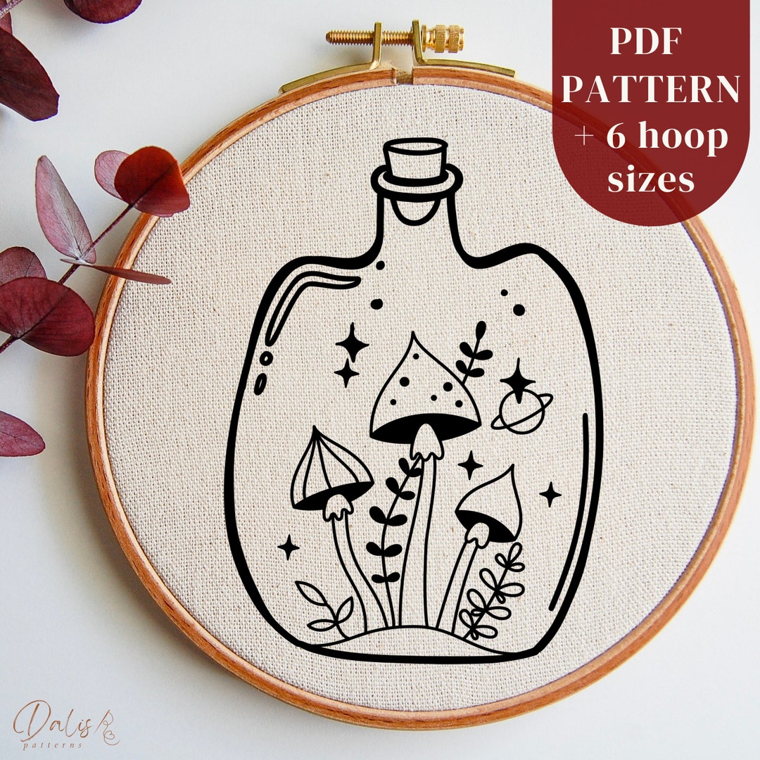 Whimsical Hand Embroidery Design Template, Mushroomcore and Magic ...