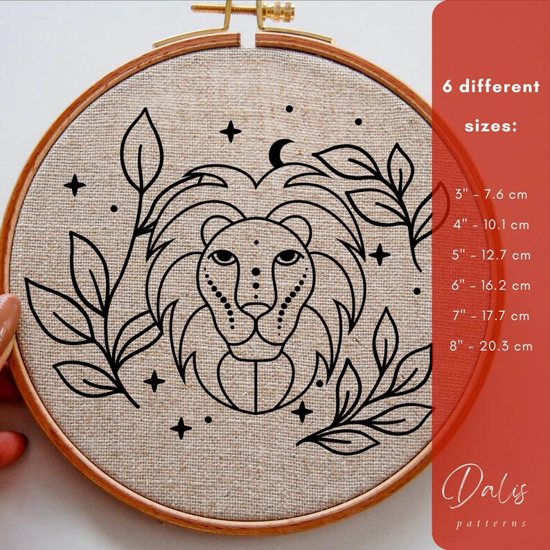 Leo Zodiac Sign Embroidery PDF Pattern, Astrology Leo Symbol DIY ...