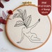 Modern Female Embroidery Pattern Design, Woman Silhouette With Leaves ...