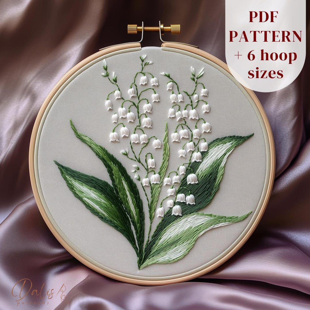 Lily of the Valley Embroidery Pattern, May Birth Flower Embroidery ...