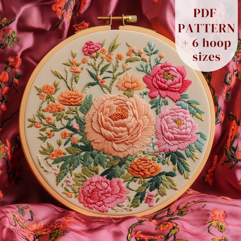 Peony Hand Embroidery - Etsy