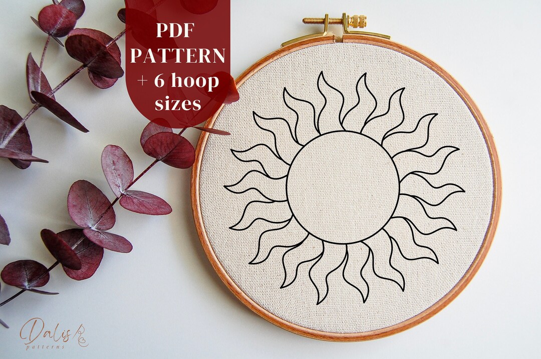 Sun Hand Embroidery Art PDF Pattern for Beginners Solar DIY - Etsy
