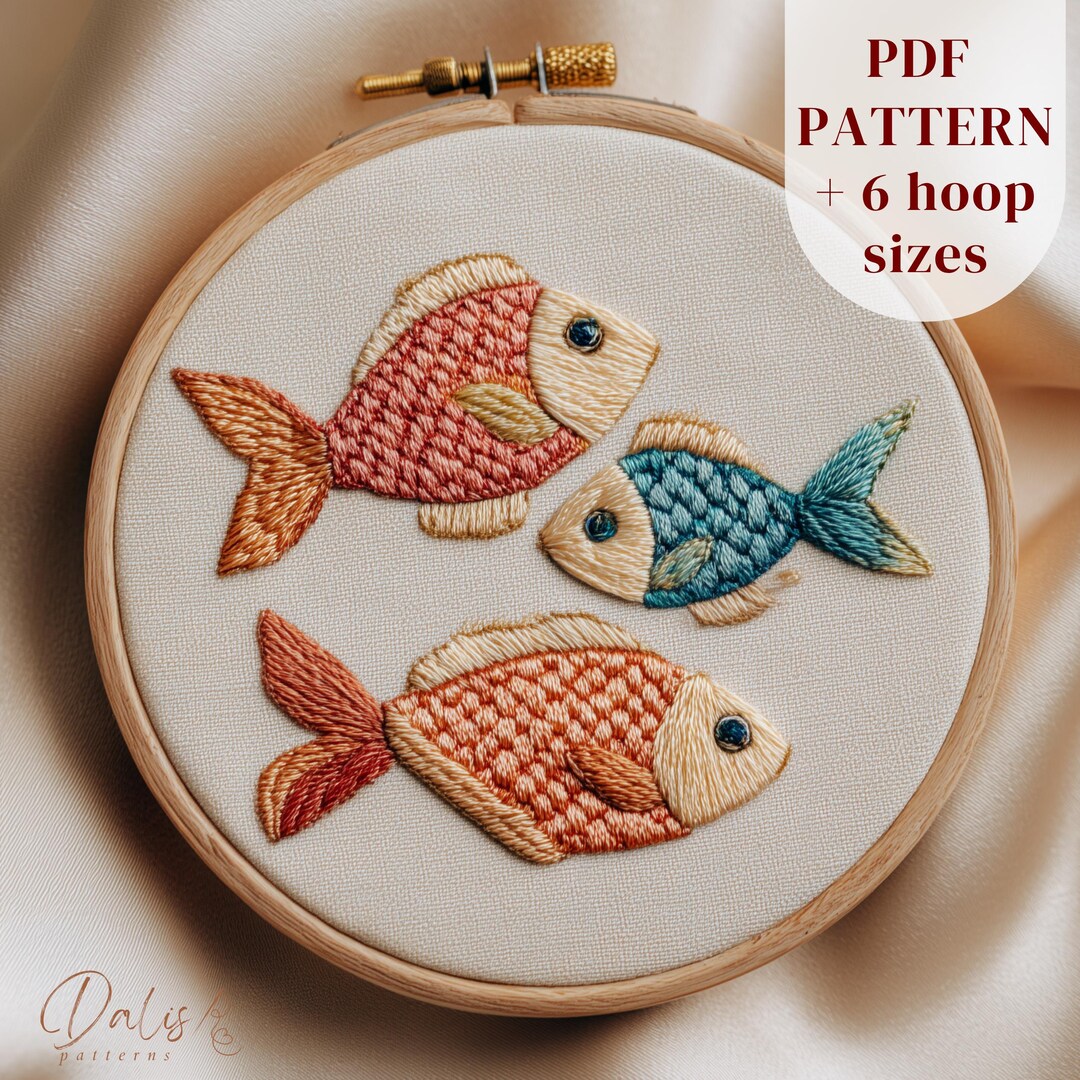 Fish Hand Embroidery Pattern, Sea Life Embroidery Design, Printable ...