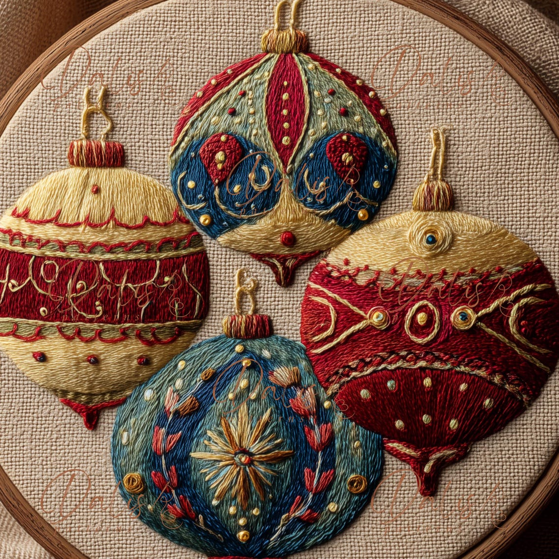 Christmas Baubles Hand Embroidery Design, Christmas Embroidery Pattern ...