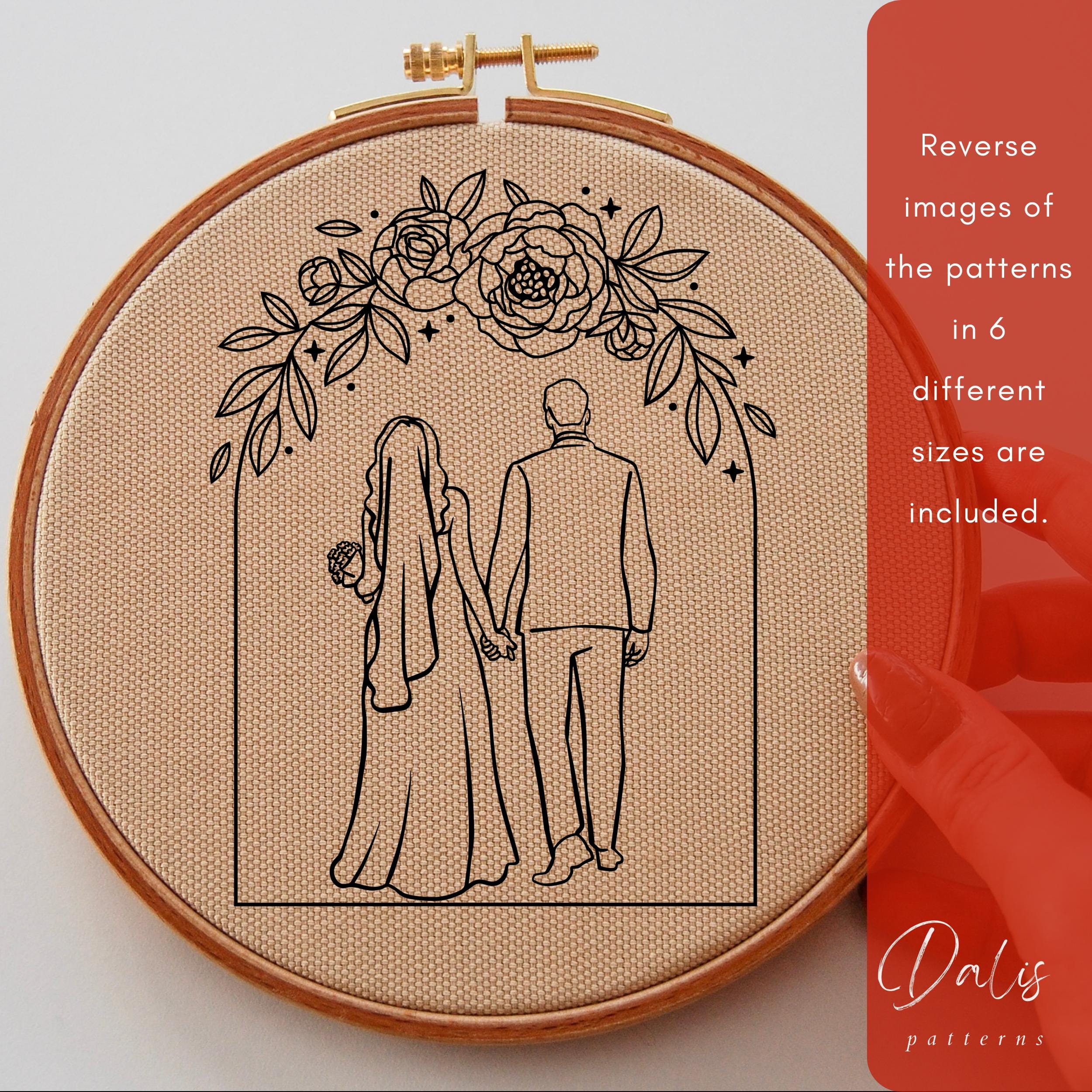 Wedding Embroidery PDF Pattern Template, Groom and Bride Embroidery ...