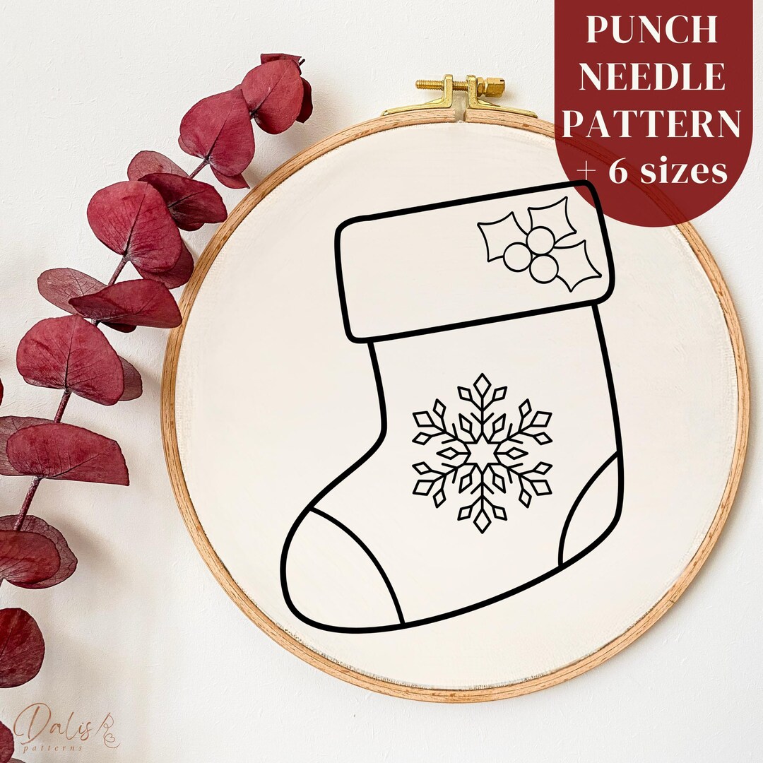 Christmas Stocking Punch Needle PDF Pattern, Printable Punch Needle ...
