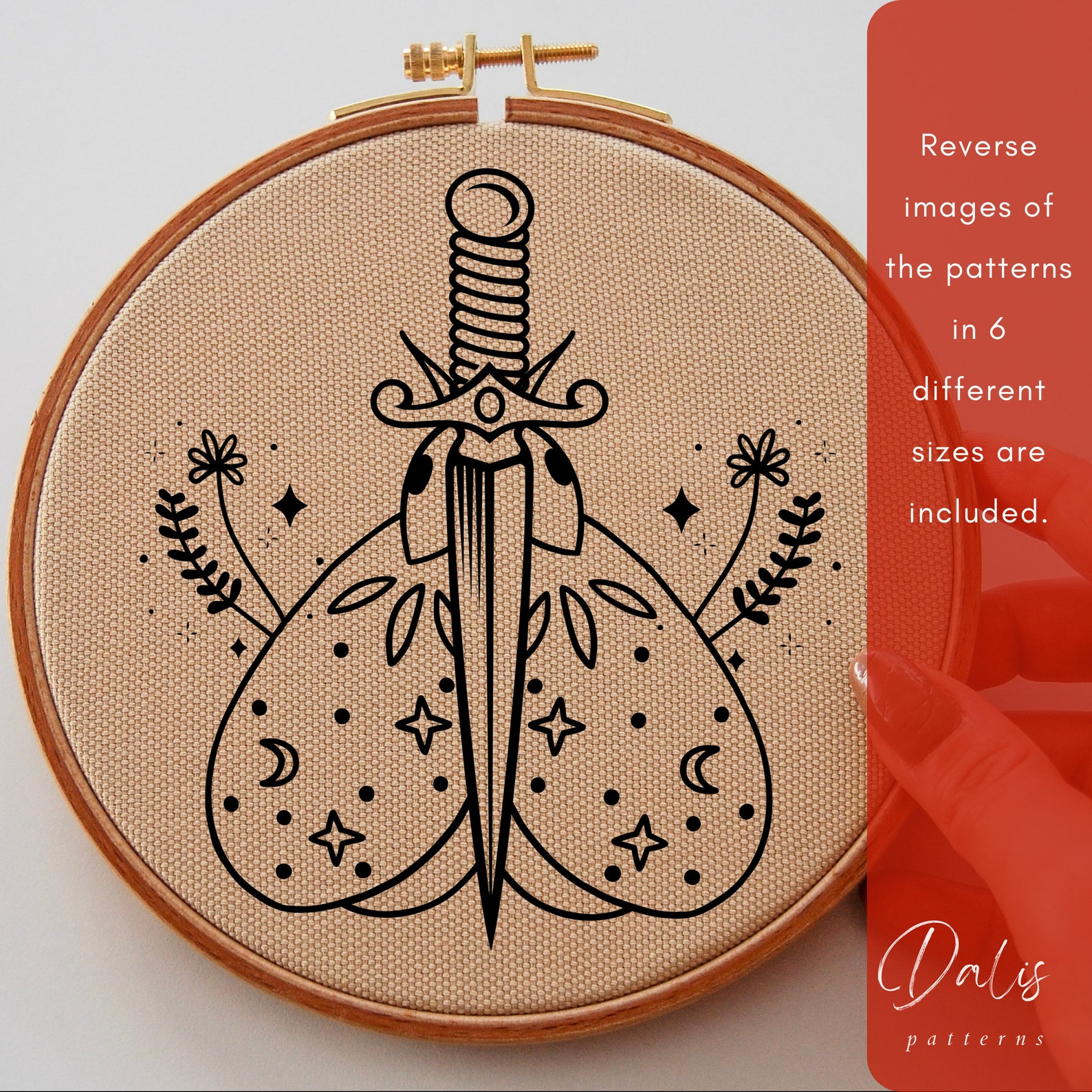 Printable Moth Embroidery Pattern Template Bundle, Wiccan Insect ...