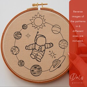 Celestial Hand Embroidery Design Digital File, Astronaut and Solar ...