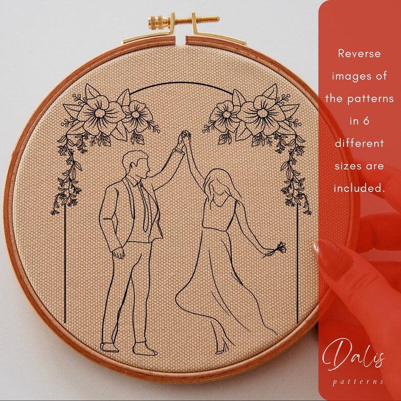 Wedding Embroidery PDF Pattern Template, Groom and Bride Dancing ...