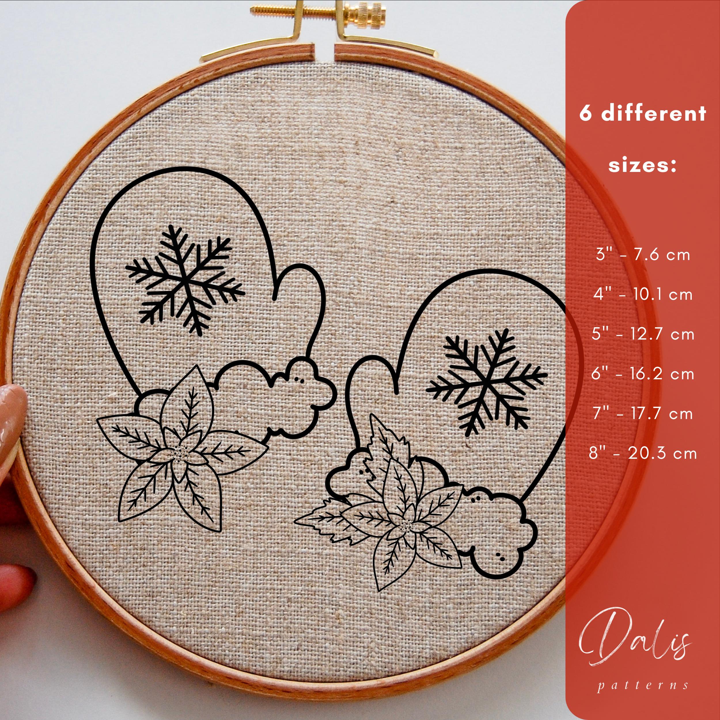 Winter Mittens Embroidery PDF Pattern, Christmas Gloves Hand Embroidery ...