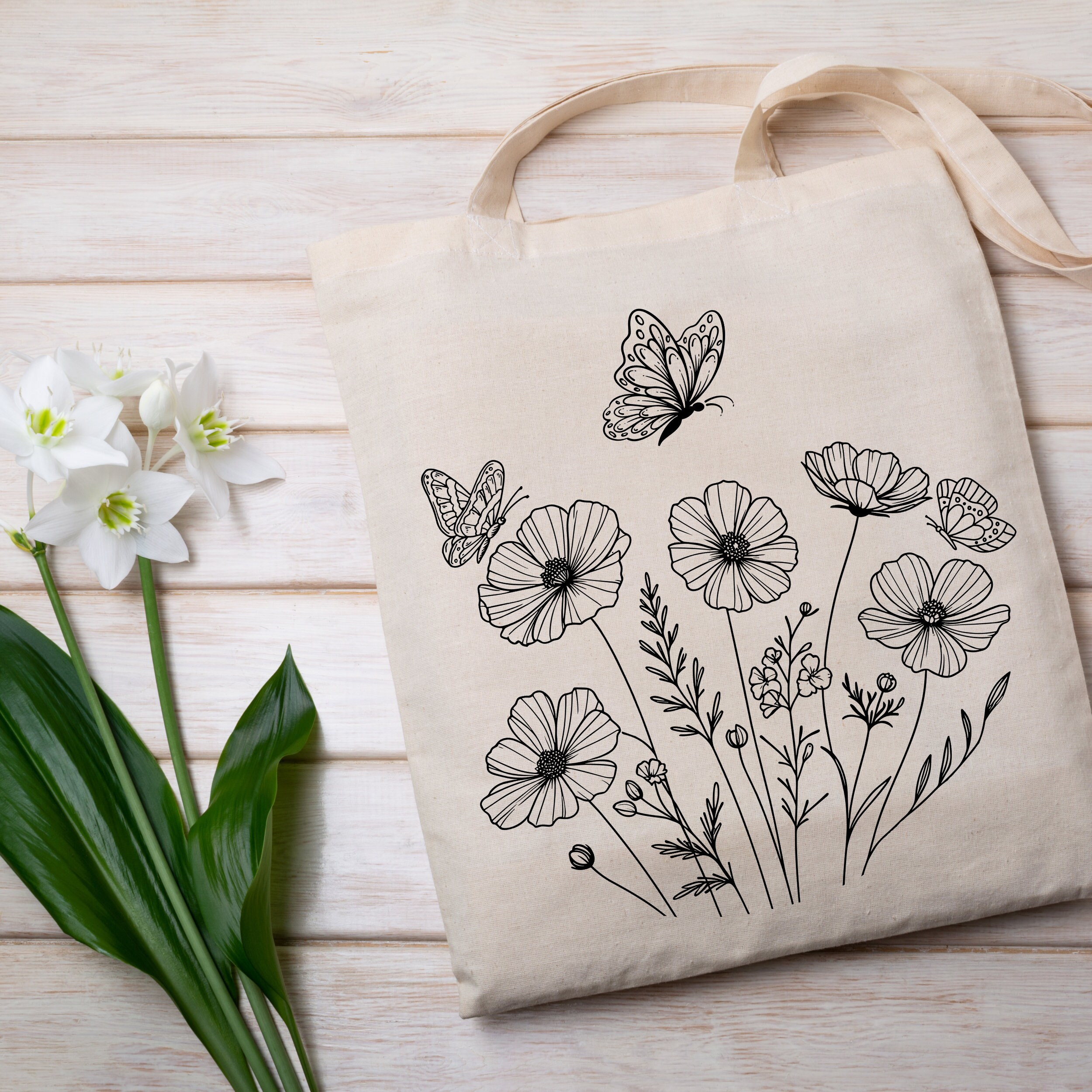 Cottagecore Embroidery PDF Pattern File: Flowers and Butterflies Design ...