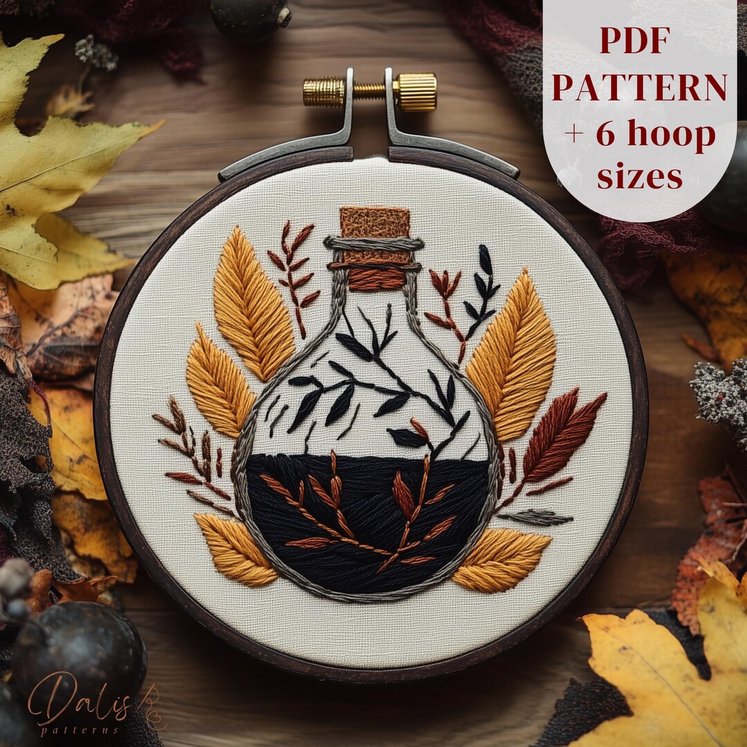 Witchy Hand Embroidery Design, Magic Potion Embroidery Pattern, Wiccan ...