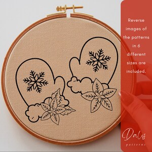 Winter Mittens Embroidery PDF Pattern, Christmas Gloves Hand Embroidery ...