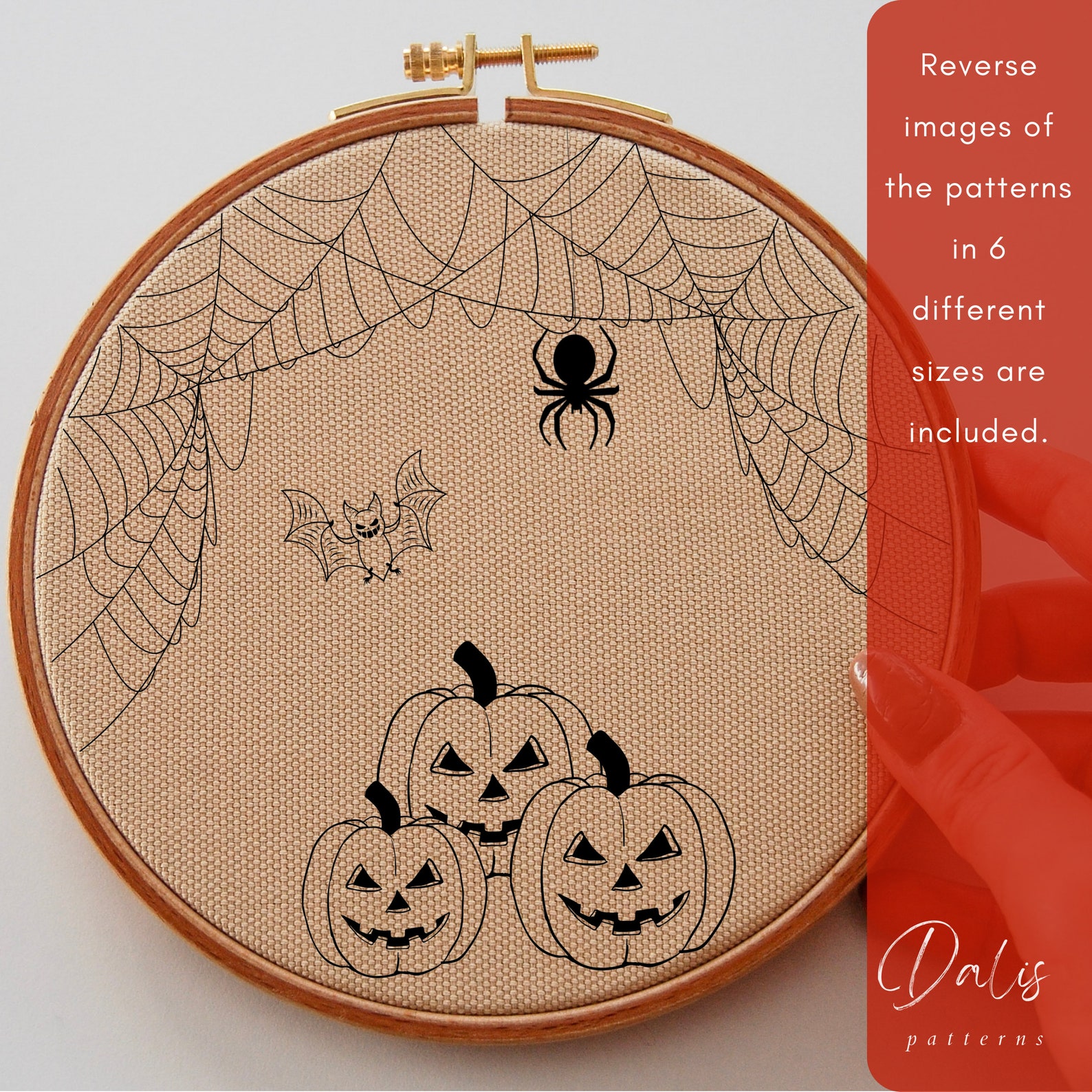 Spooky Season Hand Embroidery PDF Pattern: Spider, Spider Web, Bat and ...