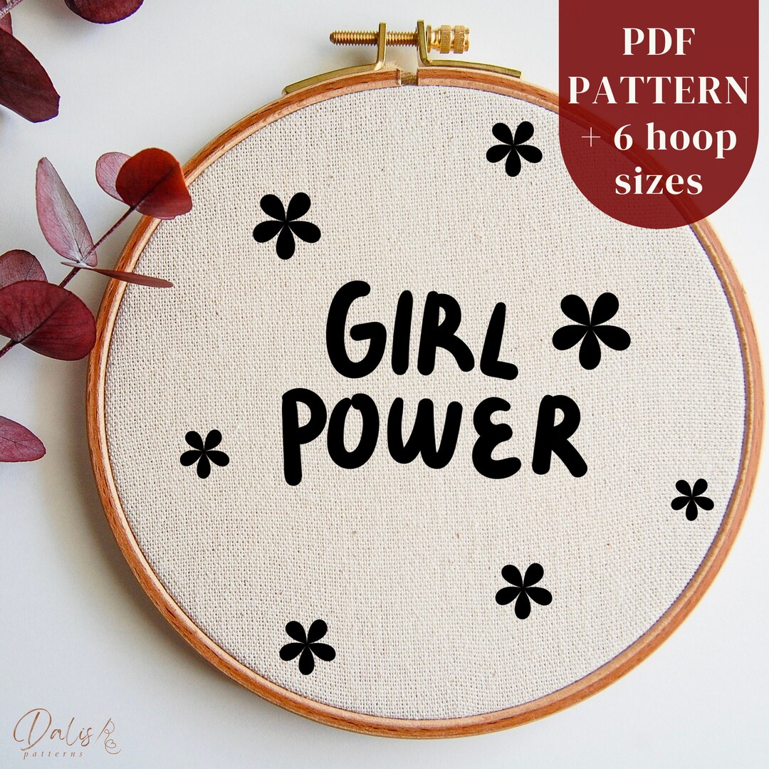 Digital Hand Embroidery Pattern, Girl Power Embroidery Design, Feminist ...